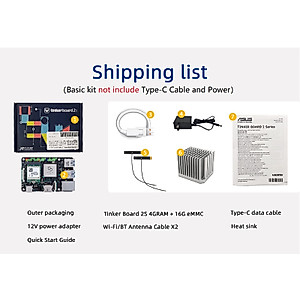 youyeetoo Tinker Board 2S AI Single Board Computer, 4GB RAM 16GB eMMC Support 4K Dual Display, onboard WiFi Bluetooth HDMI DP DSI Android 10 Debian 9(Basic Kit)