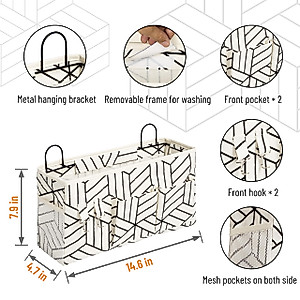 HZZTY BRNY 2pcs Large Wall Hanging Storage Bag, Door Closet Linen Fabric Pockets Organizer, Waterproof for Living Room Bedroom Bathroom Kitchen Office RV Camper with Hooks White