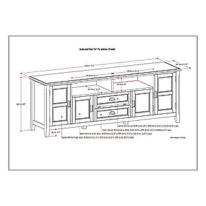 SIMPLIHOME Burlington SOLID WOOD 72 inch Wide Transitional TV Media Stand in Mahogany Brown For TVs up to 80 inches for the Living Room and Entertainment Center