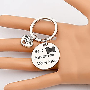 Lywjyb Birdgot Best Havanese Mom Ever Keychain Dog Lover Best Friend Havanese Gift (Best Havanese KY)