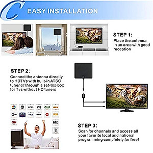 Chaowei Indoor Amplified Digital HDTV Antenna with External Signal Amplified Booster-Leaf TV Antenna 120 Miles Range-16.5feet Long Coaxial Cable