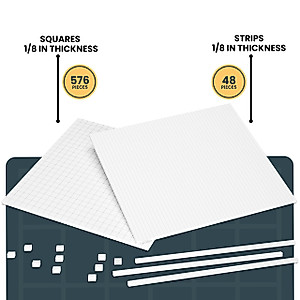 Bearly Art CUBIES The Polar Collection - Acid Free Adhesive Foam Tape for DIY Arts and Crafts - Double Sided Tape - Mega Pack with 1248 Total Pieces - Precut Squares & Strips