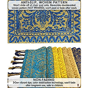 FinalNest Bohemian Tribal Throws Blankets Reversible Colorful Red Blue Boho Hippie Chenille Jacquard Fabric Throw Covers Large Couch Furniture Sofa Chair Loveseat Recliner Oversized (Blue, L:102x87)