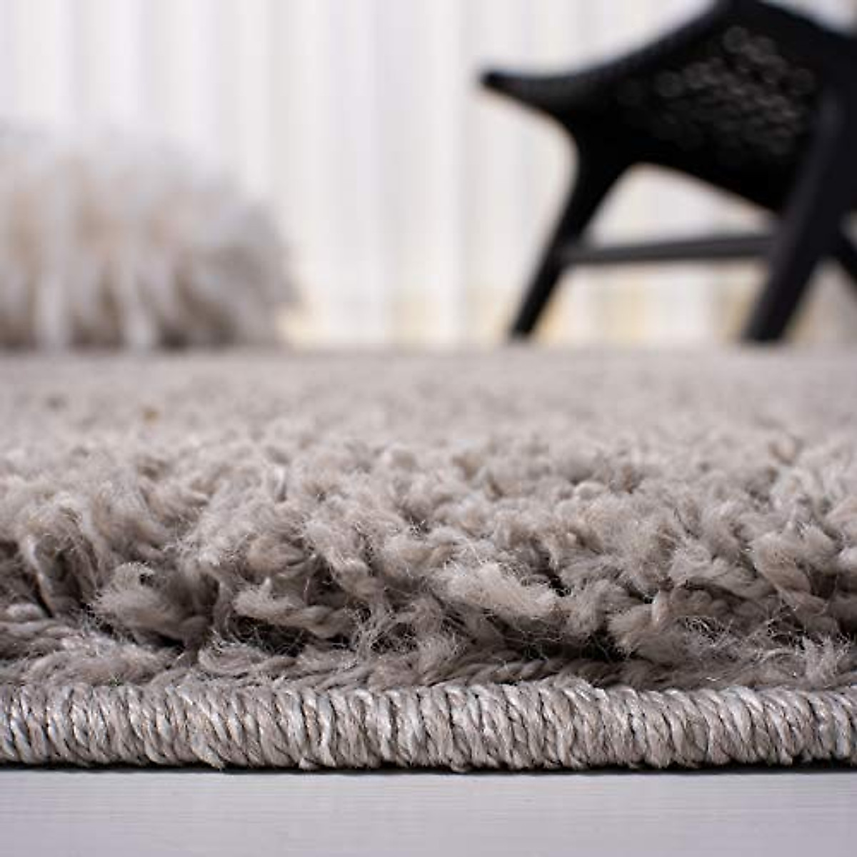 SAFAVIEH Venus Shag Collection 4' x 6' Taupe VNS520E Solid Non-Shedding Living Room Bedroom Dining Room Entryway Plush 1.8-inch Thick Area Rug
