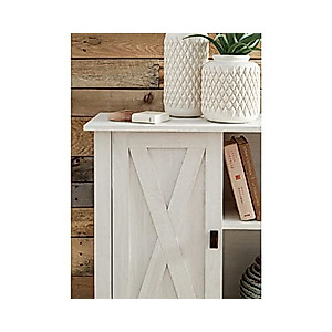 Signature Design by Ashley Turnley Farmhouse Accent Cabinet or TV Stand, Fits TVs up to 52", Whitewash