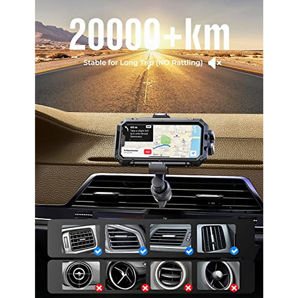 JOYROOM Car Vent Phone Mount, [ Enjoy Comfort A/C Air ] Never Blocking Vent Clip, Cell Phone Holder for Car Vent, Ultra Stable Car Cell Phone Holder for iPhone 14 13 Samsung Galaxy All Phones