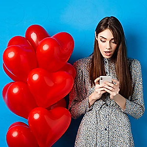 AFTERLOON Biodegradable Balloons Red 12 Inch Heart Shaped 24 Pack, Thickened Extra Strong Latex Helium Float, Proposal Marriage Love Valentines Day Wedding Bridal Globos De San Valentin Corazones