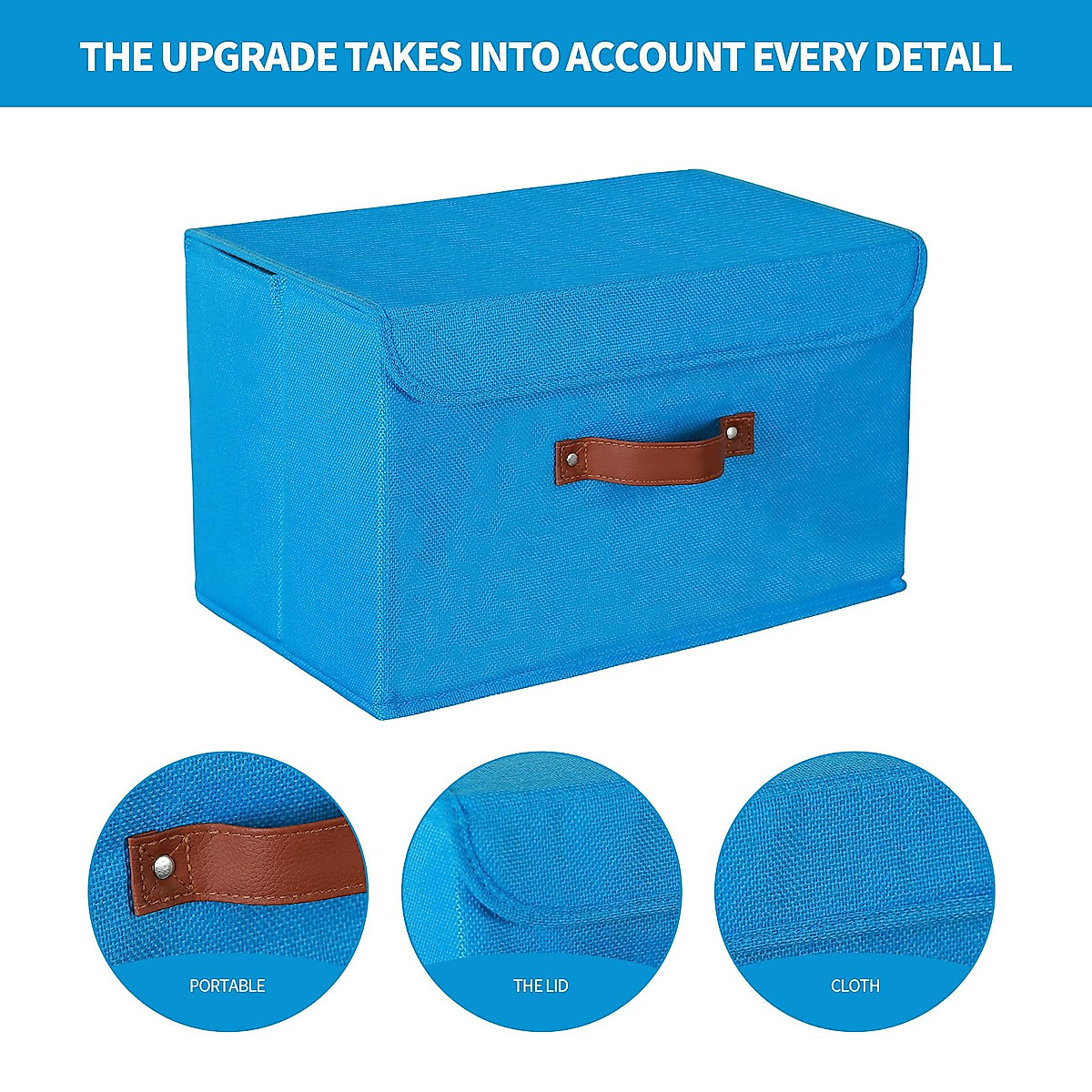 SAMORADREA 9 Pack Storage Basket Bulk Decorative Storage Bins Containers Fabric Bins with Lids for Shelves Drawers, Desktop, Closet, Playroom, Office, Bedroom (Rainbow, 15X10X10)