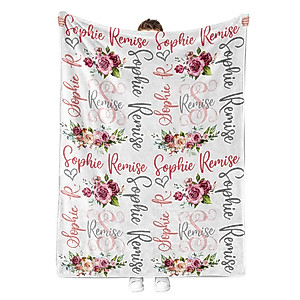 MDPrints Customized Baby Blanket for Girls, Custom Baby Blankets for Girls with Name, Personalized Baby Gifts (Monogram HA63)