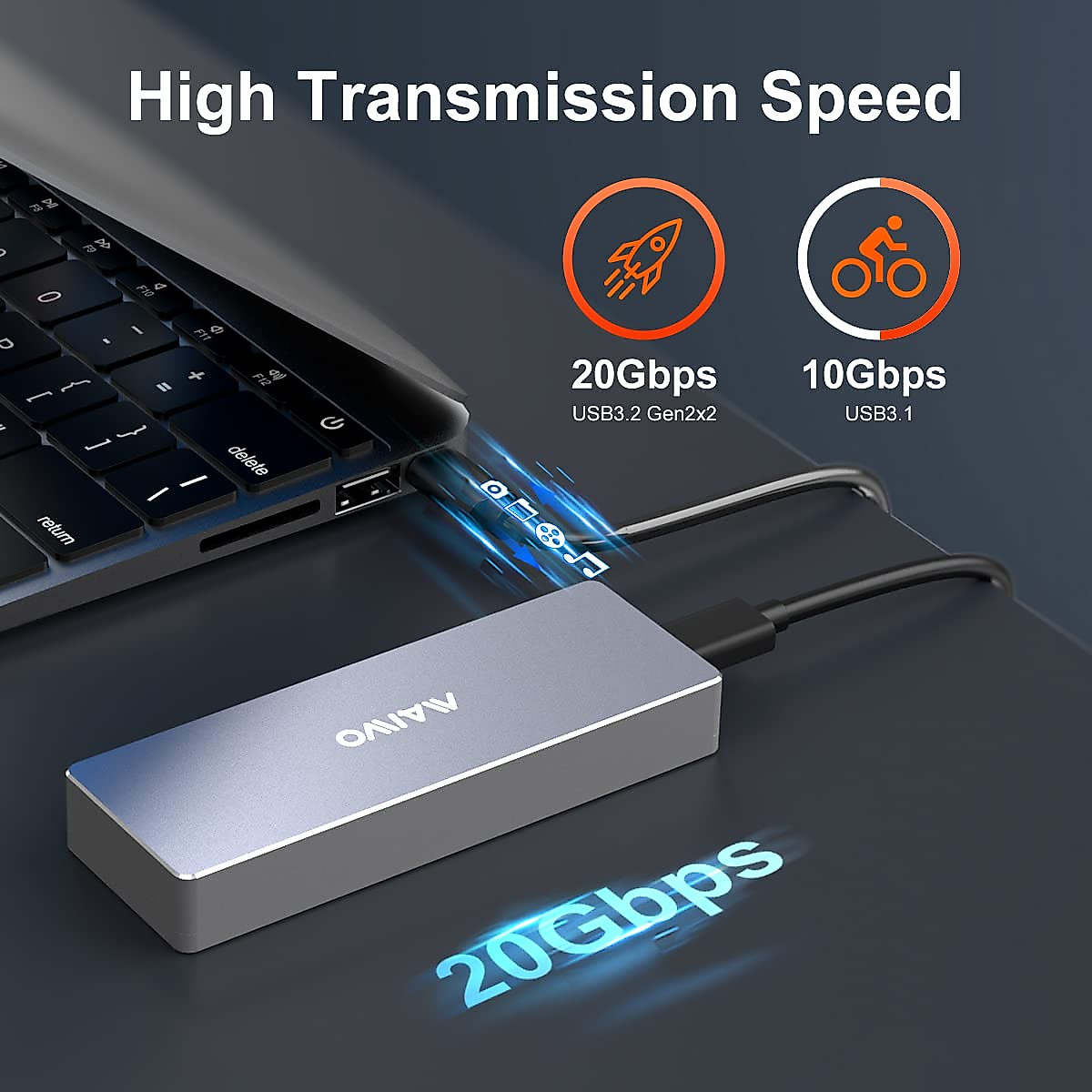 MAIWO MacBook SSD Enclosure, 12+16 PIN AHCI SSD to Type-C Adapter, USB3.2 GEN2x2 20Gbps, for 2013-2017 MacBook Pro Retina/Air/Mac Mini/Pro Apple Flash SSD