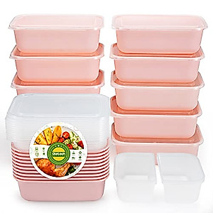 Glotoch Extra-Thick Meal Prep Containers Reusable, 38OZ To Go Containers, Double Use As Divided Lunch Containers For Portion Control-Microwave&Freezer&Dishwasher Safe,BPA-Free,10 Pack,Pink