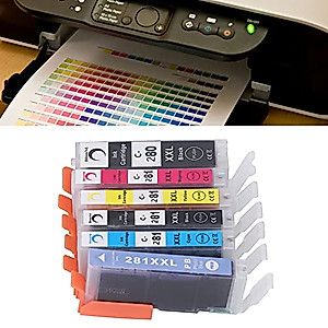 280-281 Ink Cartridge, Output Colorfast Printing Large Capacity Cartridge Combo Pack, Replacement for PIXMA TS702 TR7520 (BK BK C M Y PB)
