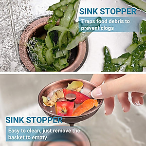 KONE 2 PCS Kitchen Sink Strainer - 304 Stainless Steel Drain Strainer Sink No Water Remains, with Handle Easy to Use and Clean