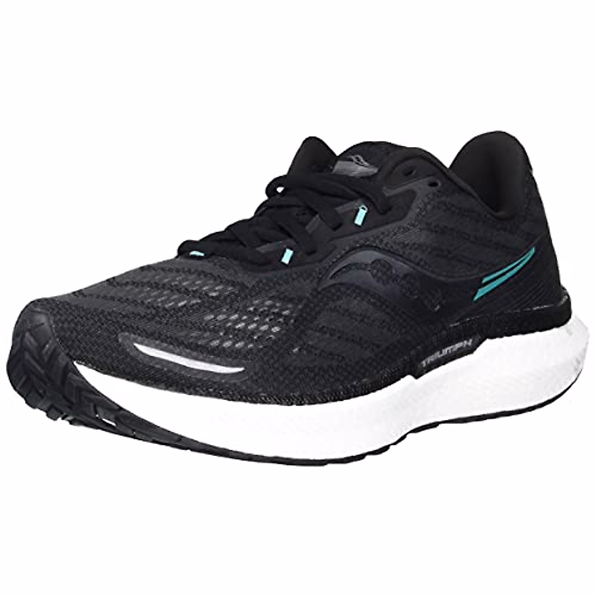 Saucony Women's Triumph 19 Running Shoe, Black/White, 9