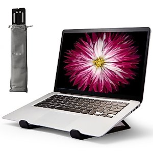 Laptop Stand for Desk,MacBook Portable Foldable Stand Sturdy Laptop Riser, Ventilated Laptop Holder Compatible 13 14 15.6 Inch MacBook Pro Air/HP/Dell,Cooling Computer Stand Accessories Black