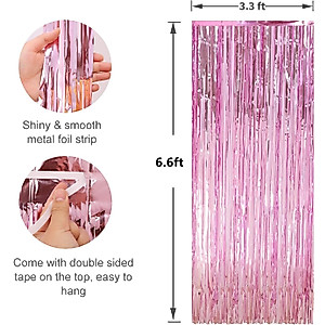 Come on, Let's Go Party Banner with Fringe Curtains, Pink Bachelorette Party Decorations, Pink Themed Bachelorette Backdrop Disco Party Decorations Pink Glitter (Metallic Pink)