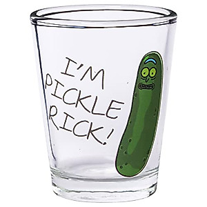 Silver Buffalo Rick and Morty Character Phrases 4-Pack Mini Glass Set, 1.5-Ounce