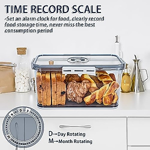 RISICULIS Bread Box for Kitchen Countertop, Airtight Loaf Bread Storage Container, Time Recording Bread Keeper with Lid, Bread Holder Bin for Homemade Bread, Bun, Bagel, Loaf
