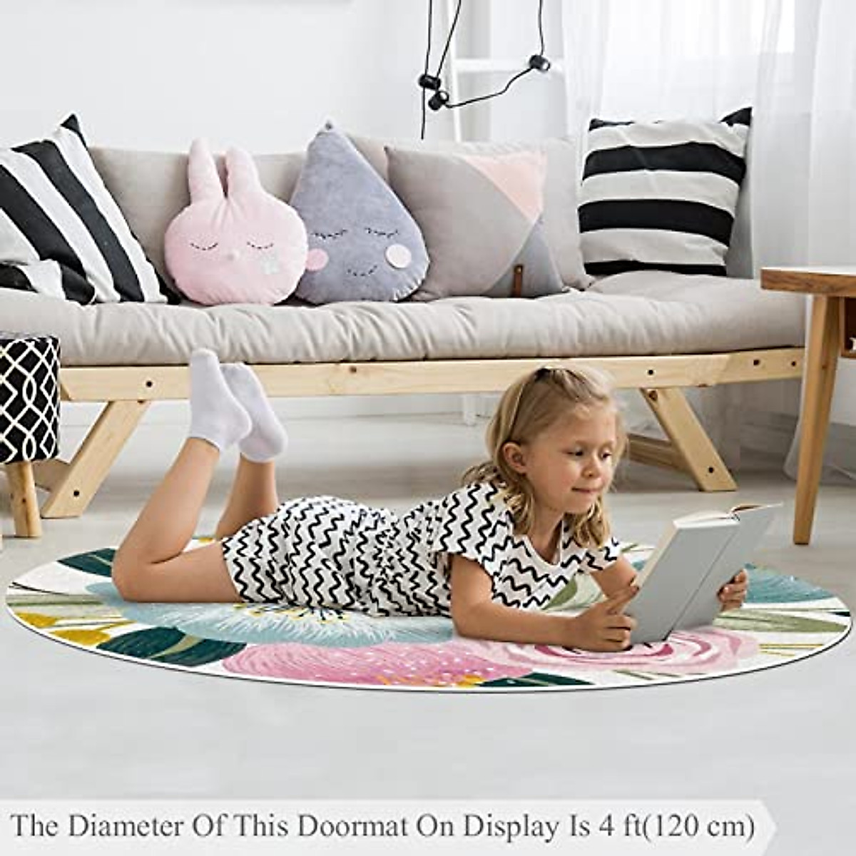 Area Rugs for Bedroom, Luxurious Soft and Thick Non-Slip Carpet for Baby Room, Nursery Modern Decor Rug, Modern Pastorable Flower Spring Floral