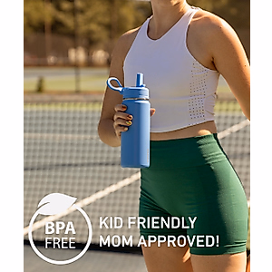 Hydrapeak Mini 20oz Kids Water Bottle with Straw Lid, Stainless Steel Double Wall Insulated Water Bottle for Kids | Leak-Proof and Spill-Proof Kids Water Bottle l Cold for 24 Hrs (Black Camouflage)