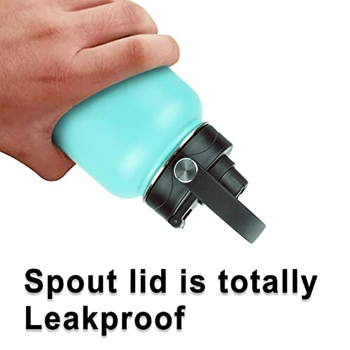 WishDirect Wide Mouth Lid with Flexible Handle Compatible with Hydro Flask 12/16/18/20/32/40/64 Oz, Fits Simple Modern, Takeya, Iron Flask and Most Wide Mouth Water Bottles (Black, 2 Pack)