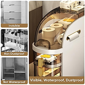 4-Tier Slim Bathroom Storage Cabinet, Narrow Bathroom Storage Organizer, Waterproof Toilet Paper Holder, Movable Plastic Storage Cabinet for Small Spaces, Kitchen, Dormitory, Apartment, Out of Box