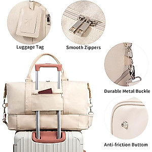 Weekend bag for Women Overnight Bag Large Travel Bag Carry on Weekend Duffle Bag with Shoe Compartment Fit Perfect for Travel Business Gift(Grey Canvas)