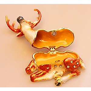 Deer Trinket Box Metal Deer Fawn Jeweled Enamel Trinket Box Christmas Decor Deer Gift (Crystals)