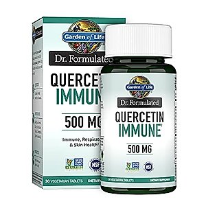 Garden of Life Quercetin Once Daily Immune System Support Supplement with Vitamin C, D & Probiotics – Dr Formulated – Immune Health, Respiratory Health, Skin Health, Gluten Free, Non GMO – 30 Tablets