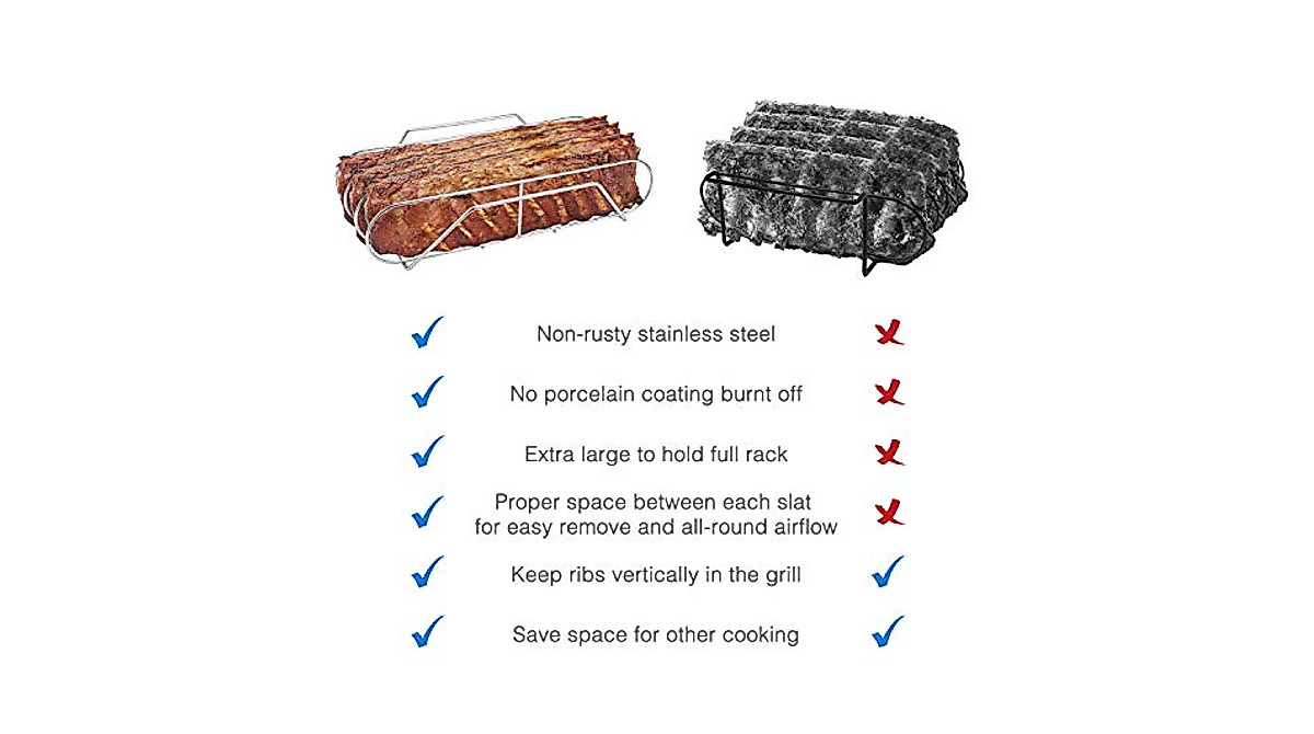 Extra Long Rib Rack for Smoking & Grilling - SOLIGT