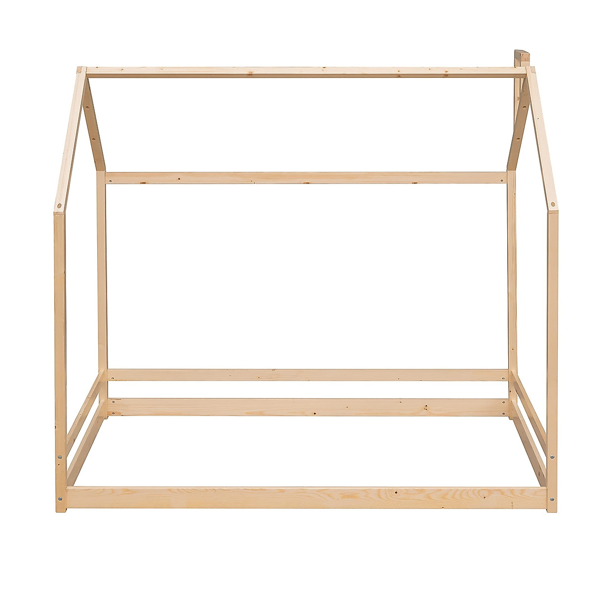 Harper & Bright Designs Montessori House Bed Twin for Kids, Toddler House Bed with Roof,Wood Floor Bed Frame for Girls Boys Bedroom Furniture, Box Spring Needed,Natural