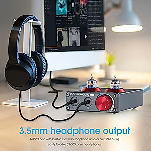 Douk Audio T4 PRO Vacuum Tube Phono Preamp, MM Turntable Preamplifier, GE5654 Hi-Fi Headphone Amp for Home Theater/Record Player/Stereo Amplifier/Active Speaker