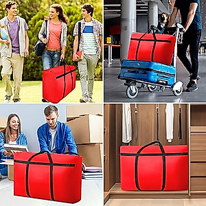 CIVJET 2 Pack Moving Bags Heavy Duty Extra Large with Strong Zippers, Storage Totes Bag with Handles for College Students, Moving Supplies & Boxes for Clothes, Storage Containers for Camping (Red)