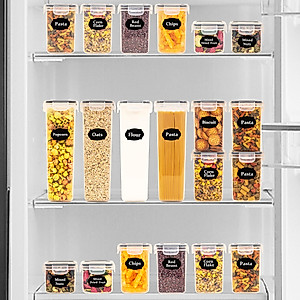 Ogrmar 42 PCS Airtight Food Storage Containers Set with Lids, Plastic Kitchen and Pantry Organization, BPA Free Storage Containers, Leak-proof Canisters for Food, Labels & Measuring Spoons & Marker