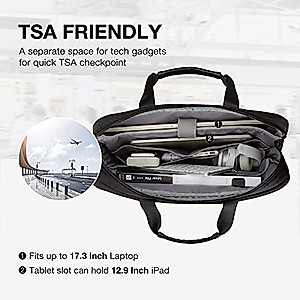 LIGHT FLIGHT 17.3 Inch Laptop Bag, Expandable Briefcase for Men Women,Slim Laptop Case for Computer,Travel Business Bag,Black