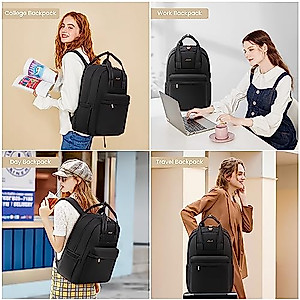 LOVEVOOK Laptop Backpack Purse for Women, 17 Inch Travel Laptop Bag with USB Port, Durable Work Computer Backpack, Water Proof College Casual Daypack - Black