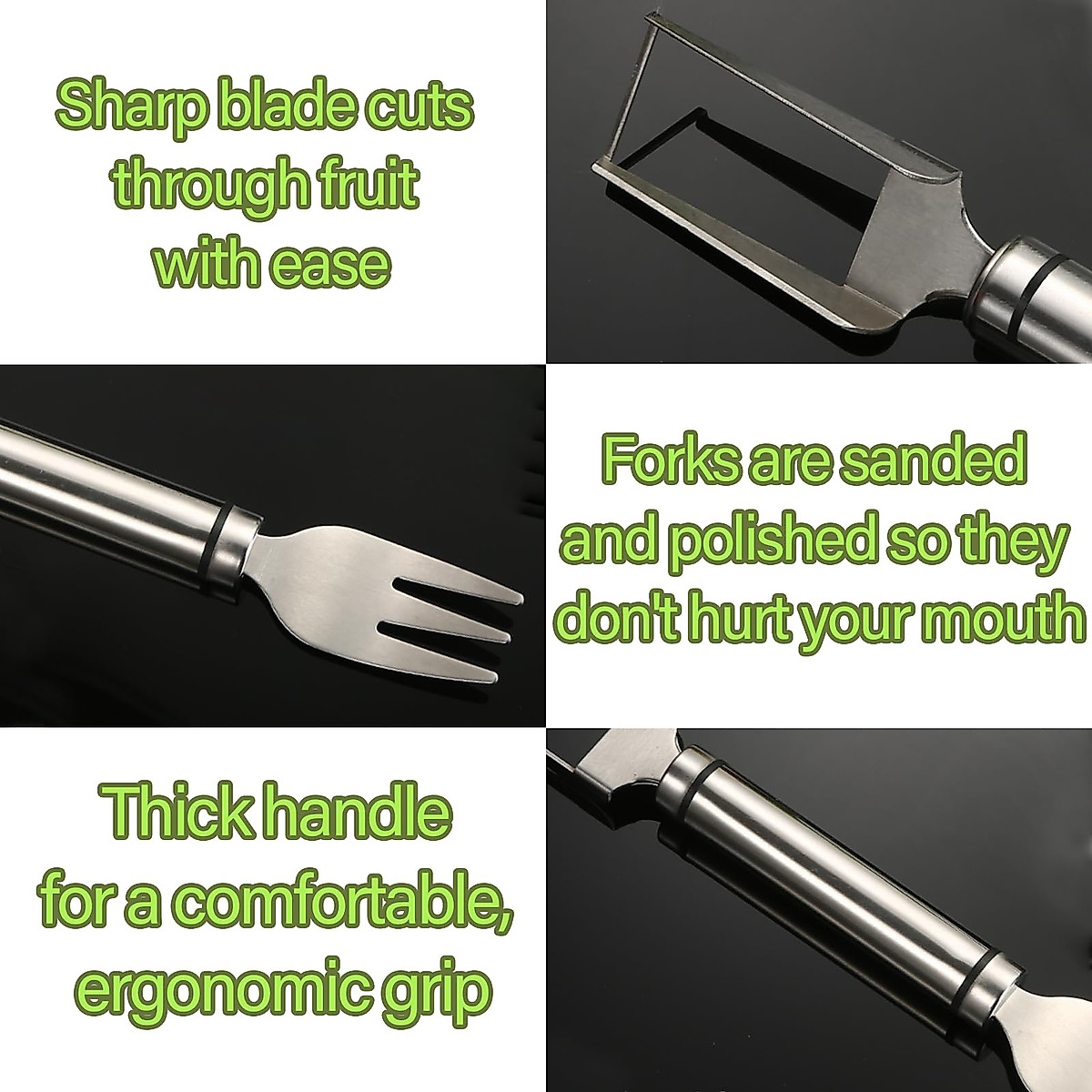 FANTEXY 3 Pieces 2-In-1 Watermelon Fork Slicer Cutter, Watermelon Slicer Cutter, Dual Head Stainless Steel Fruit Forks Slicer Knife for Family Parties Camping Party