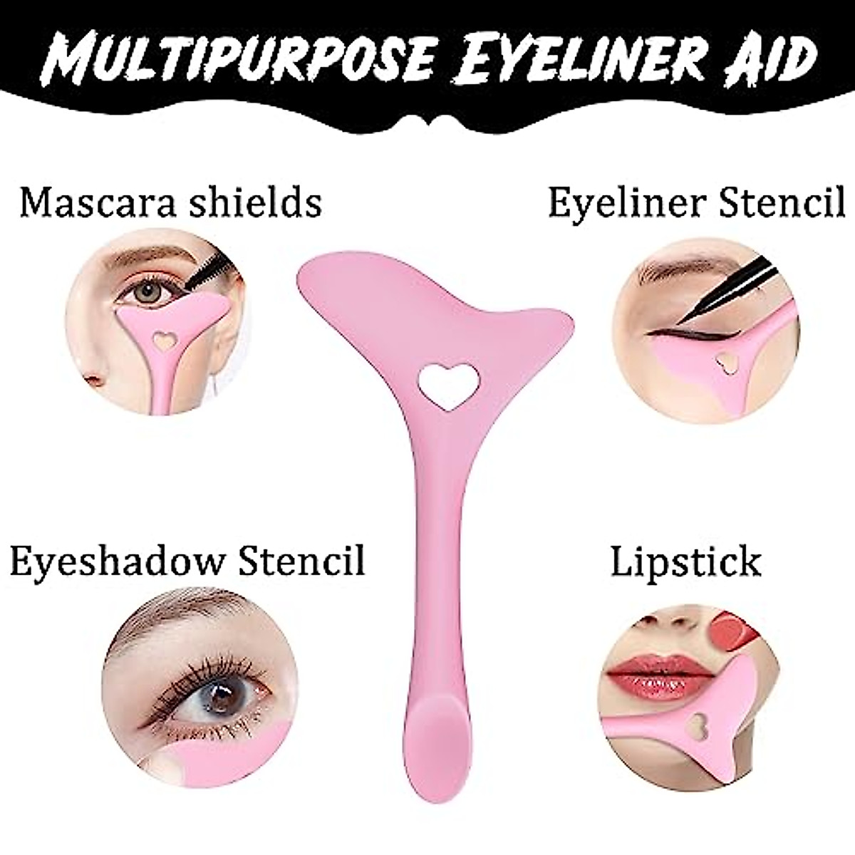 SHANPIN 2pcs Eyeline Stencils Silicone Winged Tip Eyeline Aid Eyebrow Pencil Stencil Reusable Smoky Eyeshadow Multifunctional Eye Makeup Tool Kit Quick Stencil Aid Eyeliners Molds Eyeliner Stencil