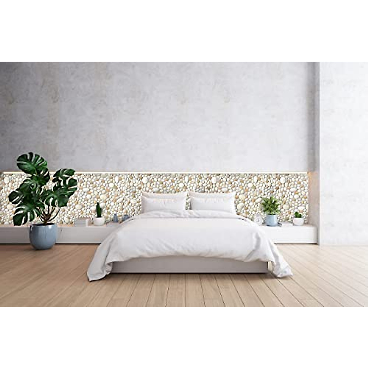 Retro-Art 3D Wall Panels, Pack of 6, Natural Pebble in Beige Sand, PVC, 25.2" x 38.6", Cover 40.53 sq.ft, 242PP