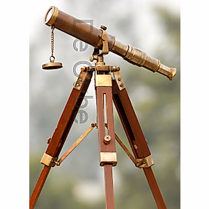 De Cube Vintage Brass Telescope with Best DF Lens and Adjustable Tripod Stand Makes it Perfect for Kids and Beginners, Office Table Home Decor Ascent, Collectible (Antique Patina on Brass)