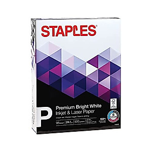 Staples 733332 Premium 8.5-Inch X 11-Inch Multipurpose Paper 24 Lbs. 98 Bright 500/Ream