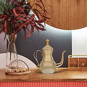 CALLARON Tea Kettle Tea Gooseneck Turkish Greek Arabic Coffee Pot: Middle East Arab Stovetop Coffee Maker Wine Decanter 1.1L Brewer Pot with Handle for Home Kitchen Golden Tea Pot Kettle
