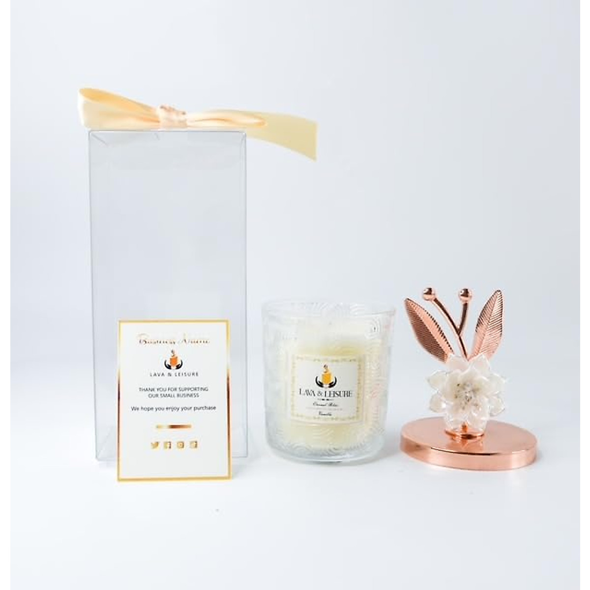 Lava & Leisure Luxury Scented Candles, 7 oz. Glass Vessel, Cotton Wick, Soy Wax, Gift Box, Vanilla Scented, Candles for Home, 45 Hours Long Burning Candle, Decorative Candles, and Aesthetic Candles