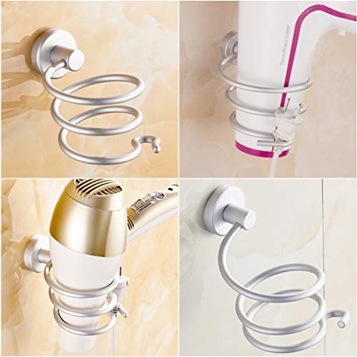 BESTOMZ Hair Blow Dryer Holder, Wall Mount Spiral Blower Stand