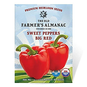 The Old Farmer's Almanac Heirloom Sweet Pepper Seeds (Big Red) - Approx 30 Seeds - Non-GMO, Open Pollinated, USA Origin