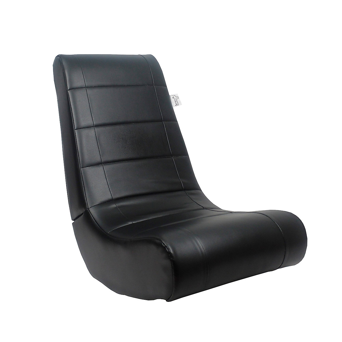 Loungie Leather PU Floor Chair - Black PU/Black PU | Design: Rockme | for Kids, Teens, Adults, Boys Or Girls | 33.4L x 18.5W x 28.4H