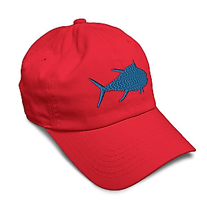 Soft Baseball Cap Tuna Fish Embroidery Ocean and Tuna Twill Cotton Machinist Tools Dad Hats for Men Women Red Design Only