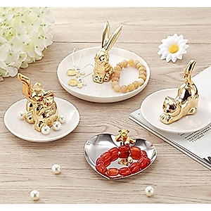 Colias Wing Home Desk Ornaments Wedding Decoration-Lovely Elephant Stylish Design Ceramic Trinkets Tray Necklace Earrings Rings Stand Display Organizer Holder Jewelry Holder Decor Dish Plate-Gold