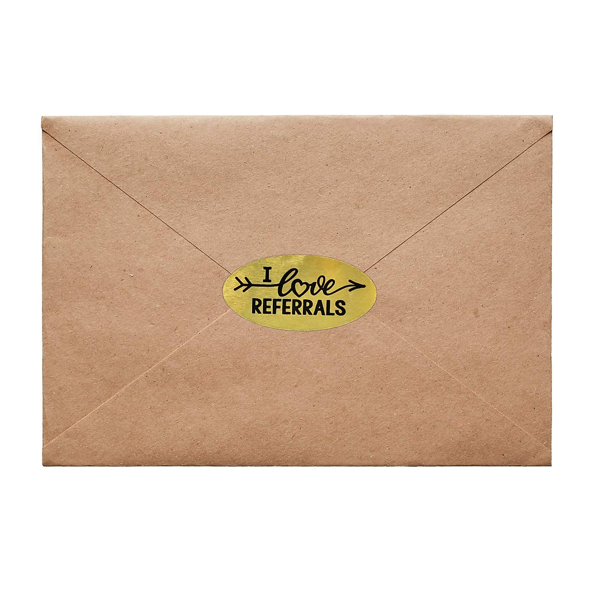 I Love Referrals - Oval Gold Foil Stickers - Great Real Estate Agents and Sales Supplies (Roll of 100, I Love Referrals)