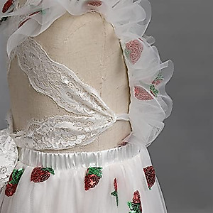 Strawberry Birthday Decoration Berry First Birthday Party Supplies, Berry Sweet One Birthday Cake Smash Princess Photoshoot Tutu Ruffle Backless Toddler Ceremony Dress White - berry 12-18 Months